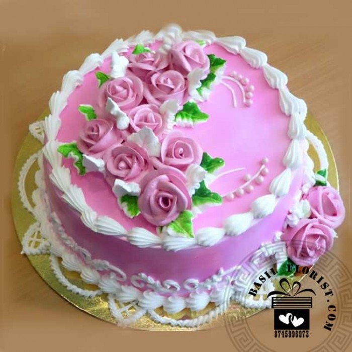 Pink Cake with pink roses D20122804